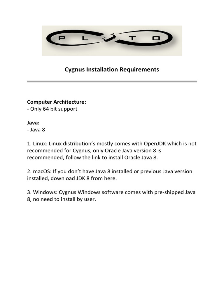 Cygnus Installation Requirements: Computer Architecture | PDF