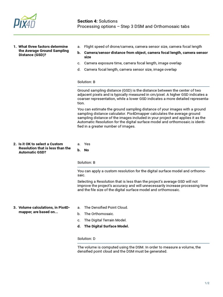 Pix4Dmapper: DSM & Orthomosaic Guide | PDF | Image Resolution | Camera