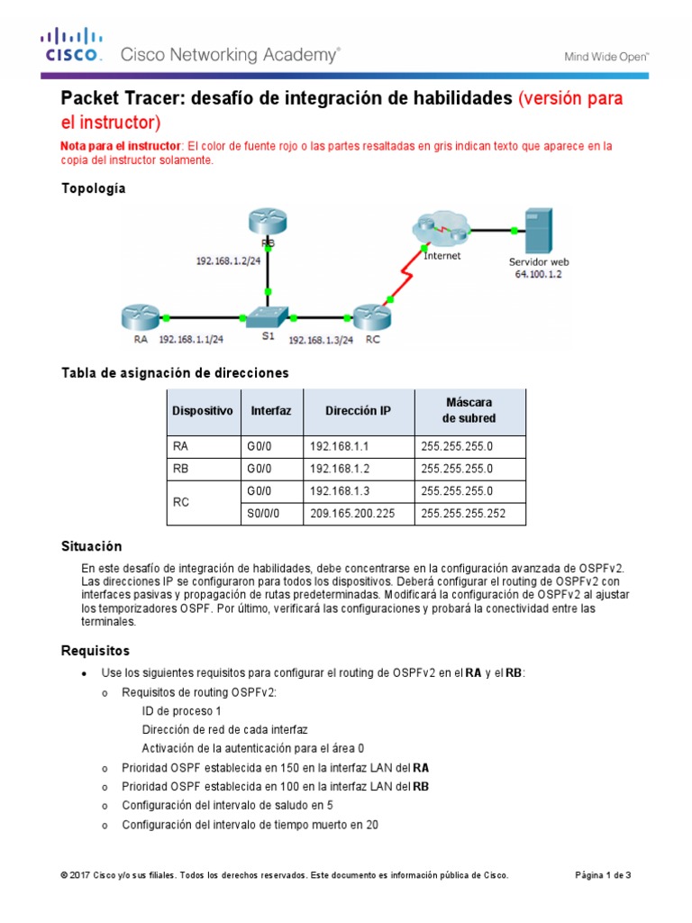10.3.1.2 Packet Tracer - Skills Integration Challenge - ILM | PDF | Enrutador (Computación ...