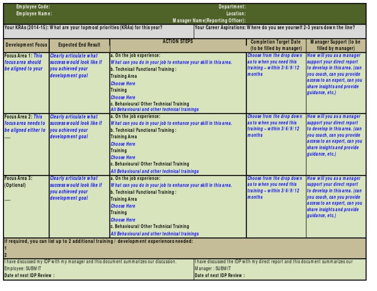 IDP Descriptive Template PDF | PDF | Goal | Cognition