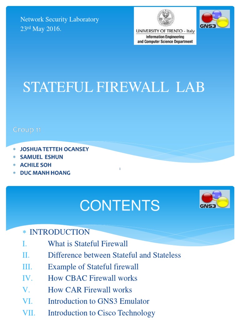 Stateful Firewall Lab: Network Security Laboratory 23 May 2016 ...