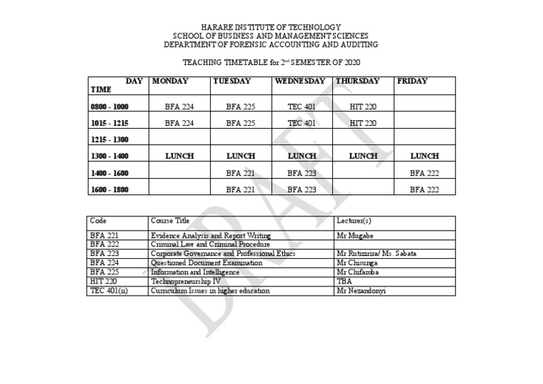 FAA Time Table Part 2 | PDF