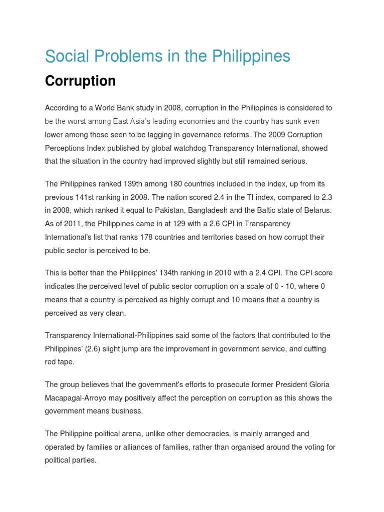 Social Problems in The Philippines | PDF | Economic Growth | Philippines