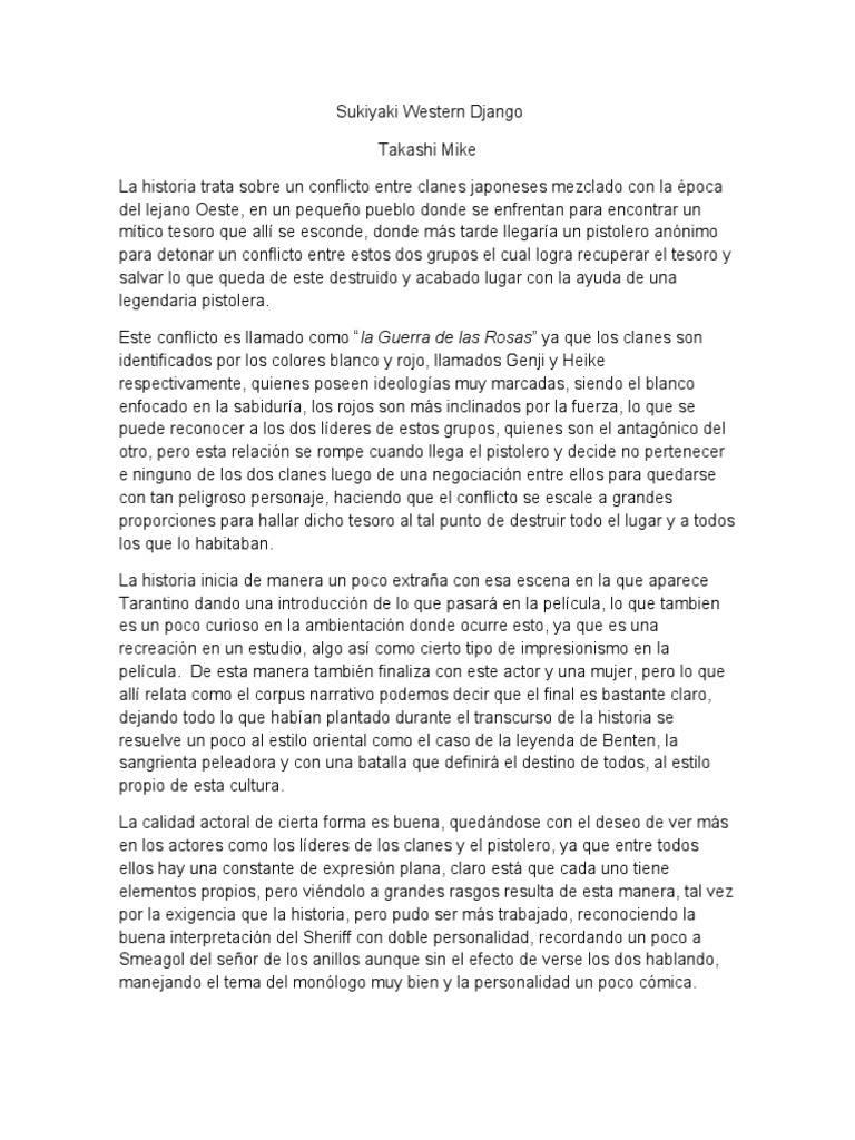 Critica Pelicula - Sukiyaki Western Django | PDF | Occidental (género ...
