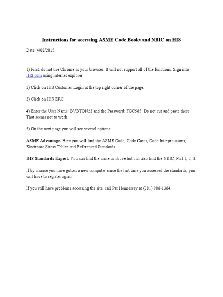 Instructions For Accessing IHS and The ASME and NBIC | PDF