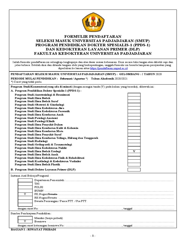 Pendaftaran PPDS-1 & DLP Unpad | PDF | Karier & Perkembangan | Ilmu Sosial