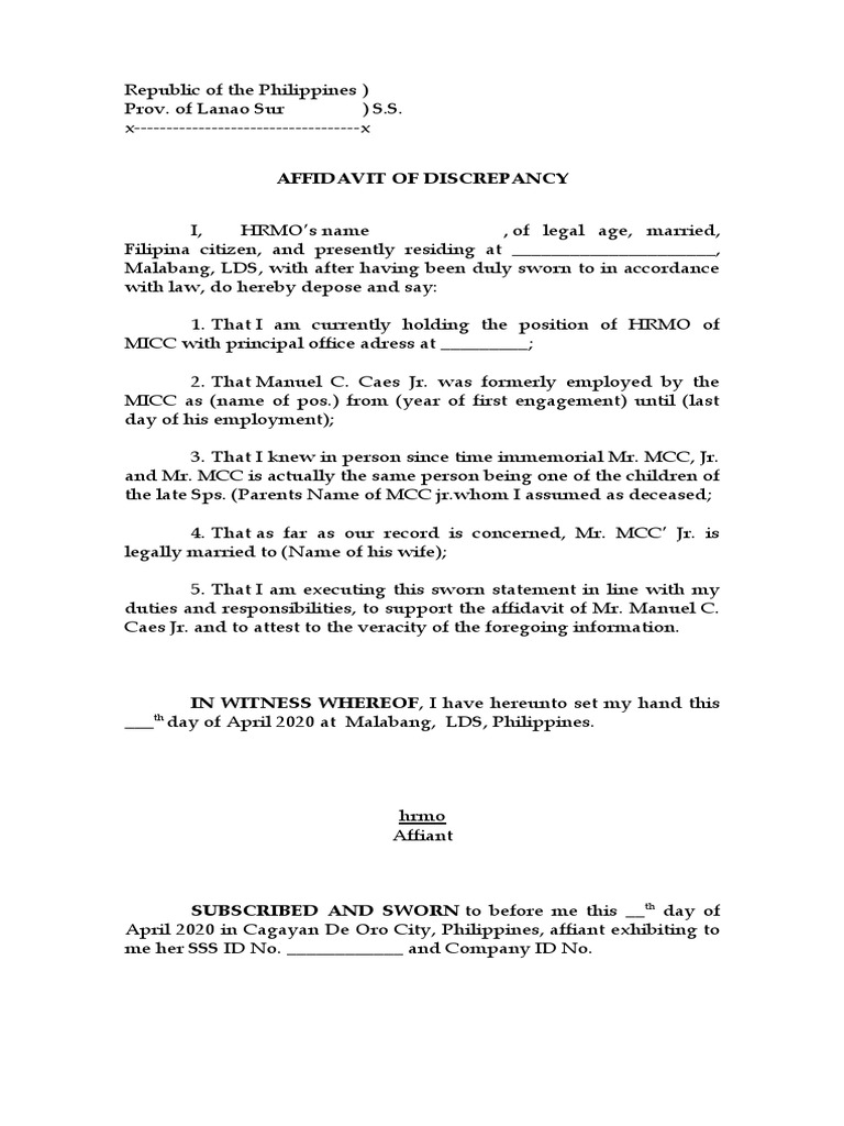 Affidavit of Mutilation Inez | PDF