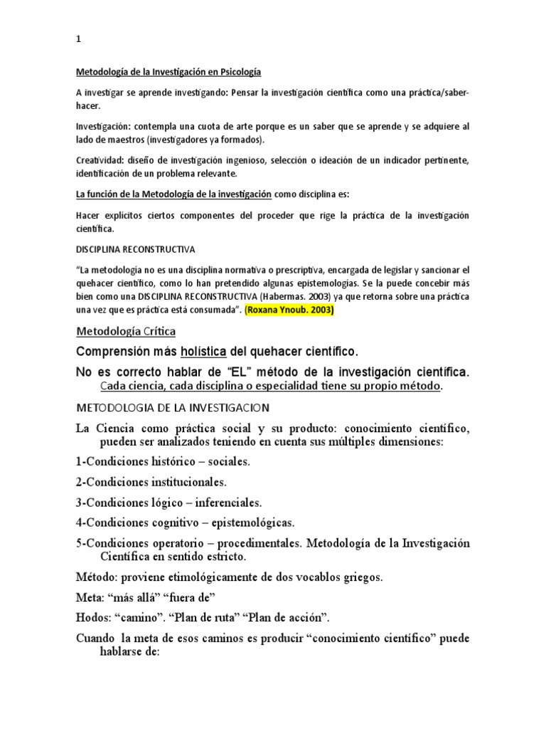 Metodología En Investigación Psicológica Pdf Método Científico Teoría