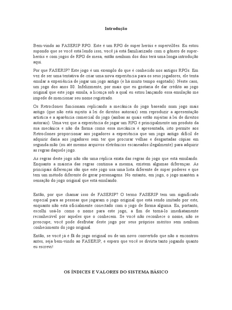 FASERIP | PDF | Jogos de RPG | Taxonomia (Biologia)
