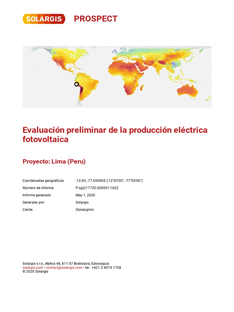 Solargis Prospect Lima Es PDF | PDF | Fotovoltaica | Transformador