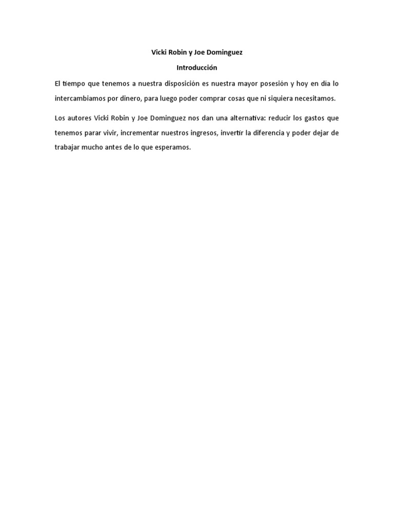 Vicki Robin y Joe Dominguez | PDF | Dinero | Economias