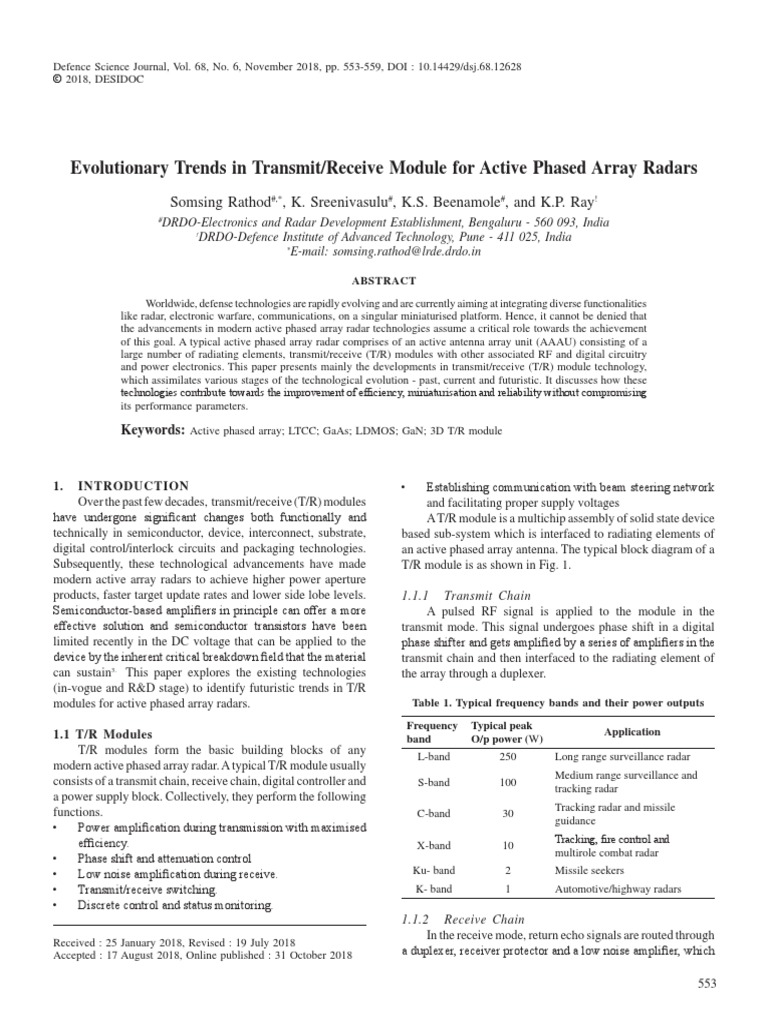 Evolutionary Trends in Transmit-Receive Module For Active Phased Array ...