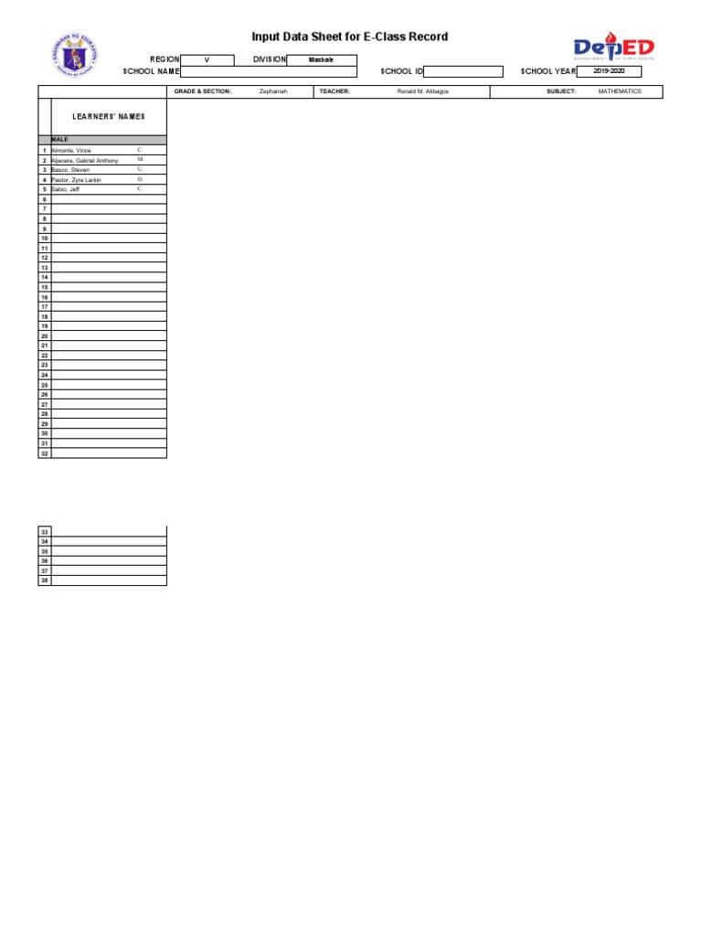 E-Class Record Deped Activity | Download Free PDF | Behavior ...