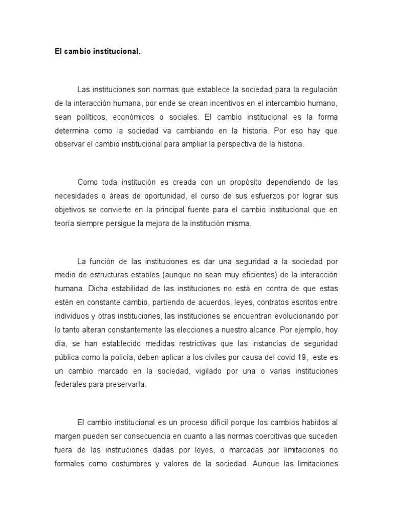 El Cambio Institucional | PDF | Institución | Innovación