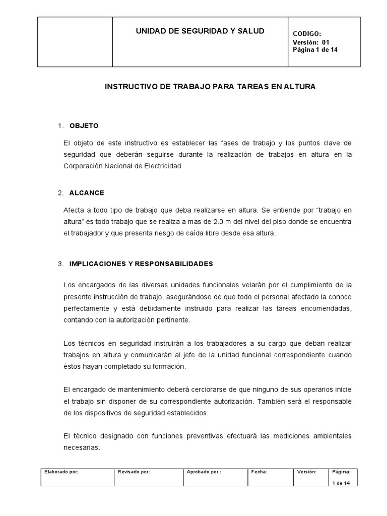 Instructivo de TRABAJOS EN ALTURAS | PDF | Andamio | Cuerda