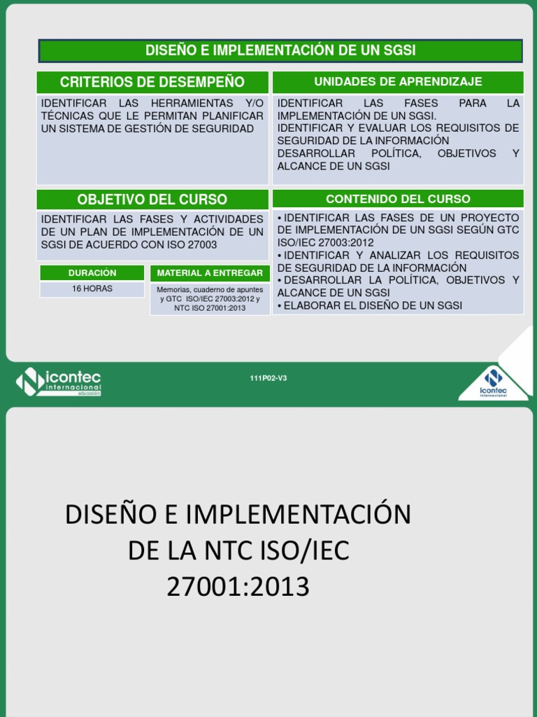 111p02-V3-Dise - o e Implementaci N de Un Sgsi | PDF | Seguridad de información | Planificación