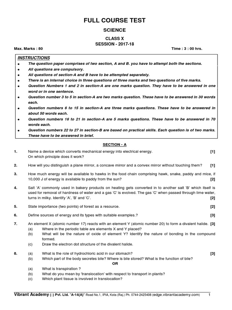 Board Preparatory Papers Science | PDF | Salt (Chemistry) | Valence ...
