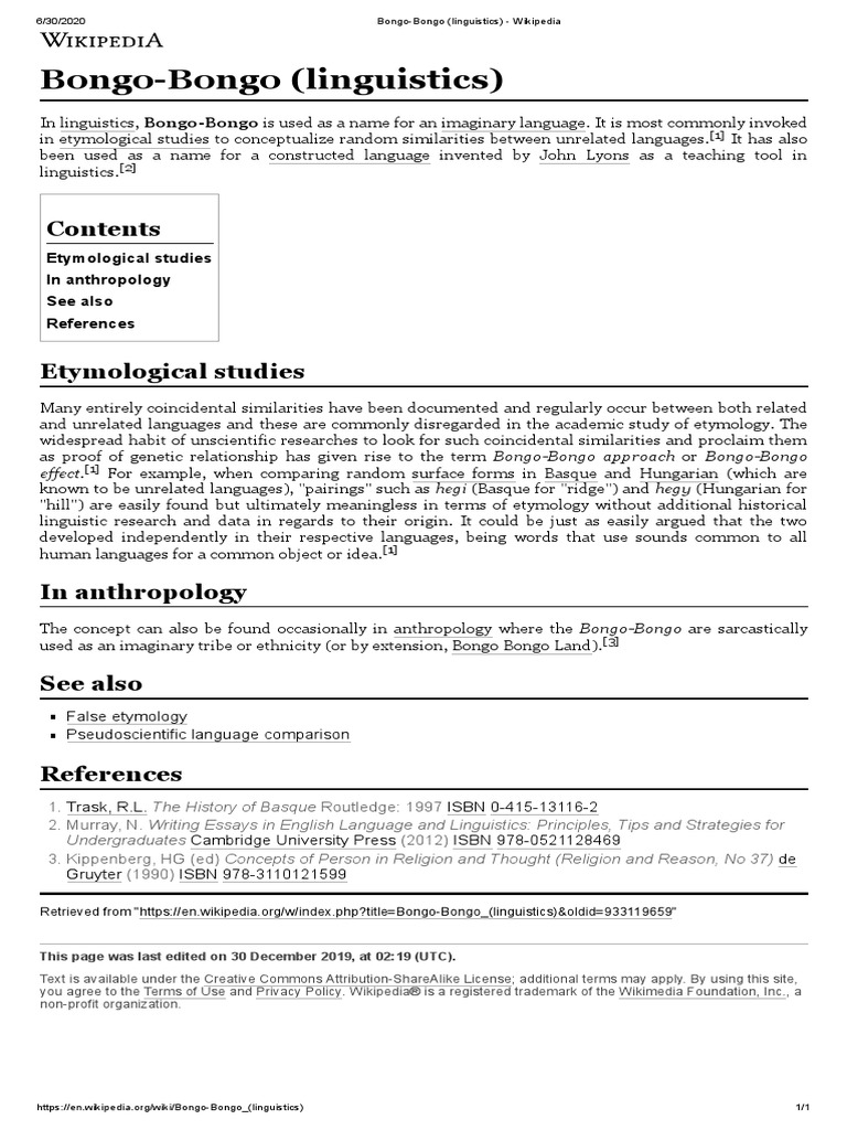Bongo-Bongo (Linguistics) - Wikipedia | PDF | Linguistics | Semiotics