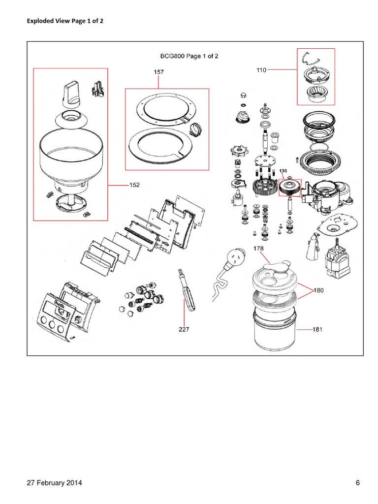 Breville Grinder BCG800 Exploded View | PDF