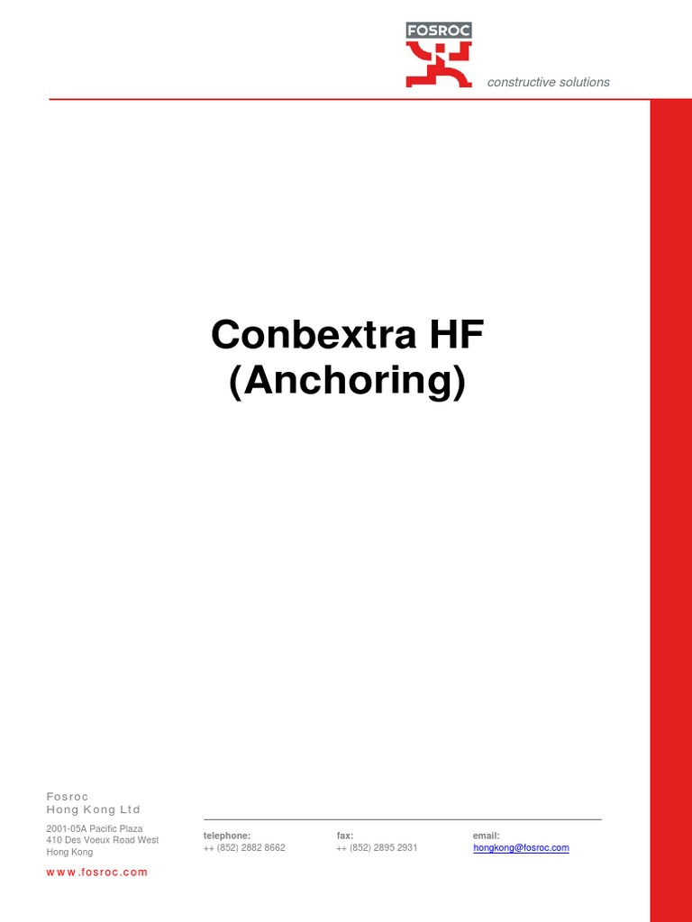 Conbextra HF Grout Data Sheet | PDF | Screw | Pump