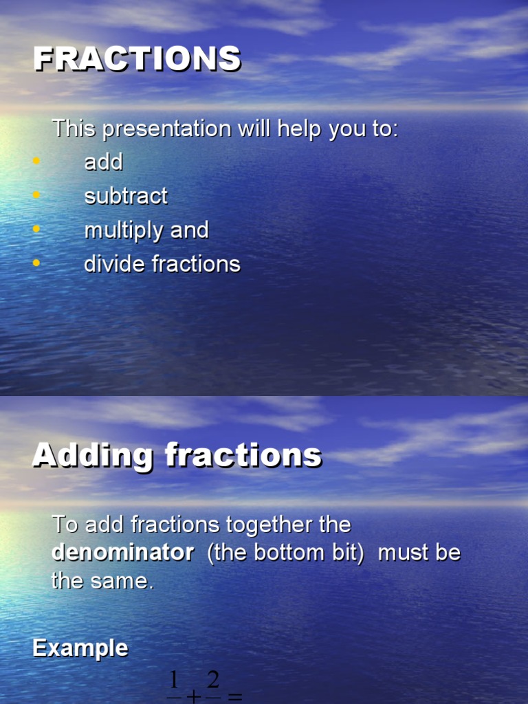 Fraction Add Subtract Multiply Divide | PDF | Fraction (Mathematics ...