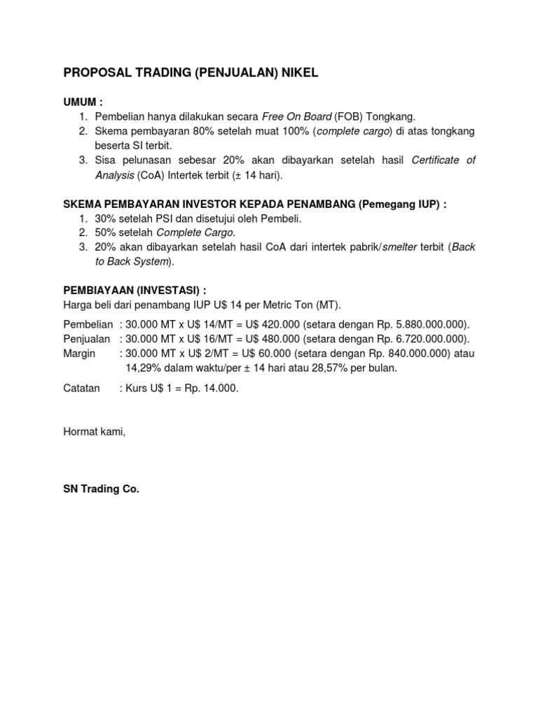 Proposal Trading Nikel | PDF