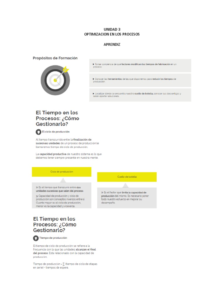 Unidad 3 Optimizacion en Los Procesos Aprendiz | PDF