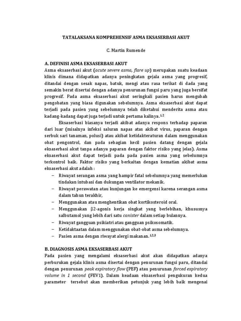 Tatalaksana Asma Eksaserbasi Akut Fkuki 2017 | PDF