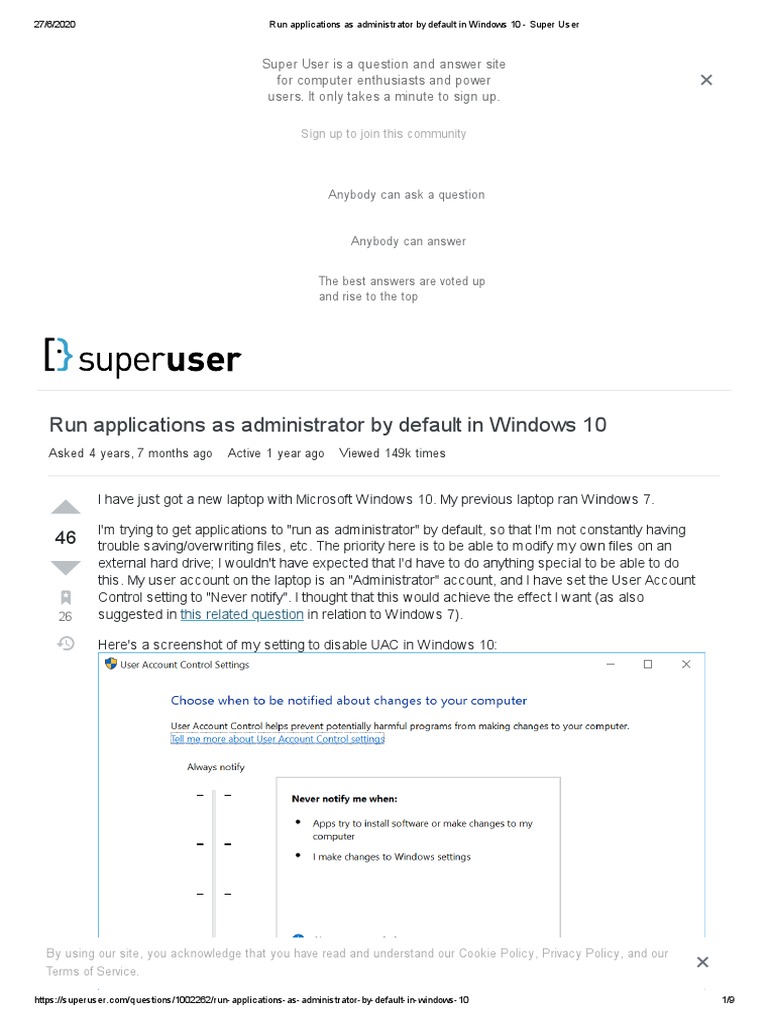 Run Applications As Administrator by Default in Windows 10 - Super User ...