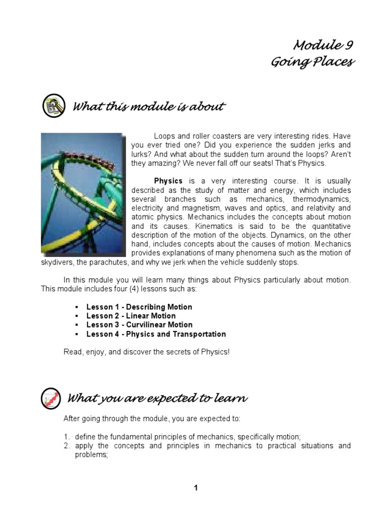 Module 9 Going Places PDF | PDF | Speed | Rotation Around A Fixed Axis