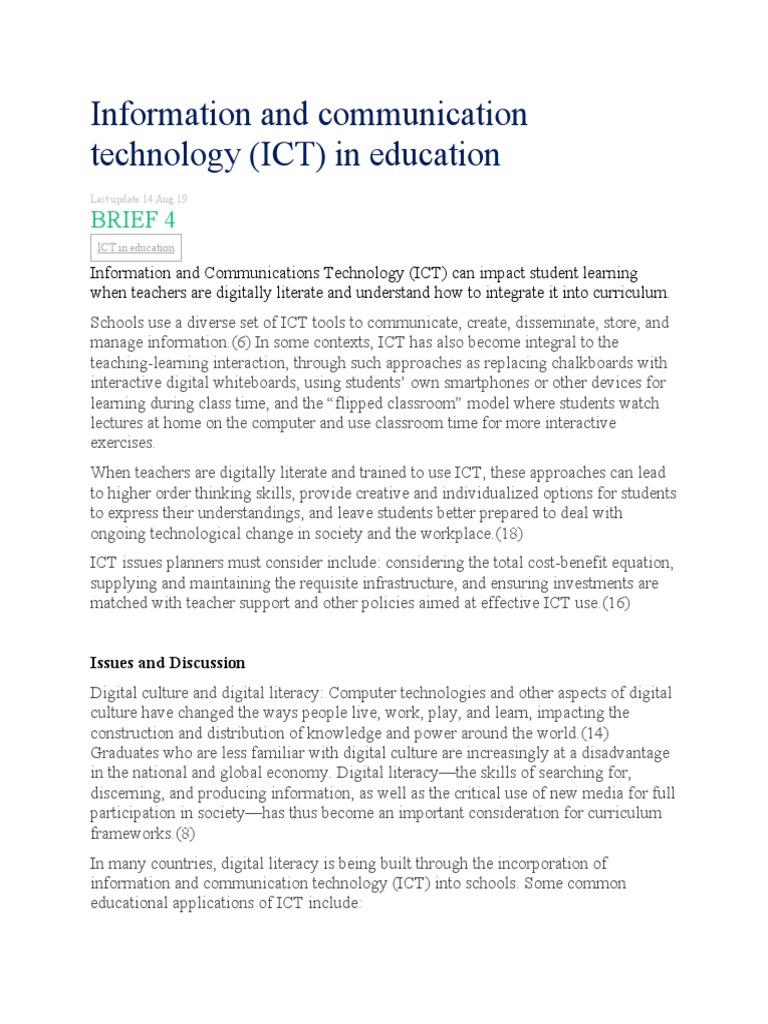 Information and Communication Technology | PDF | Educational Technology ...