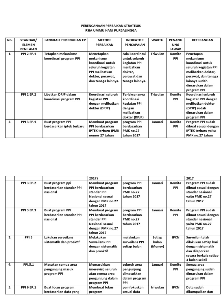 Form PERENCANAAN PERBAIKAN STRATEGIS (PPS) PPI | PDF