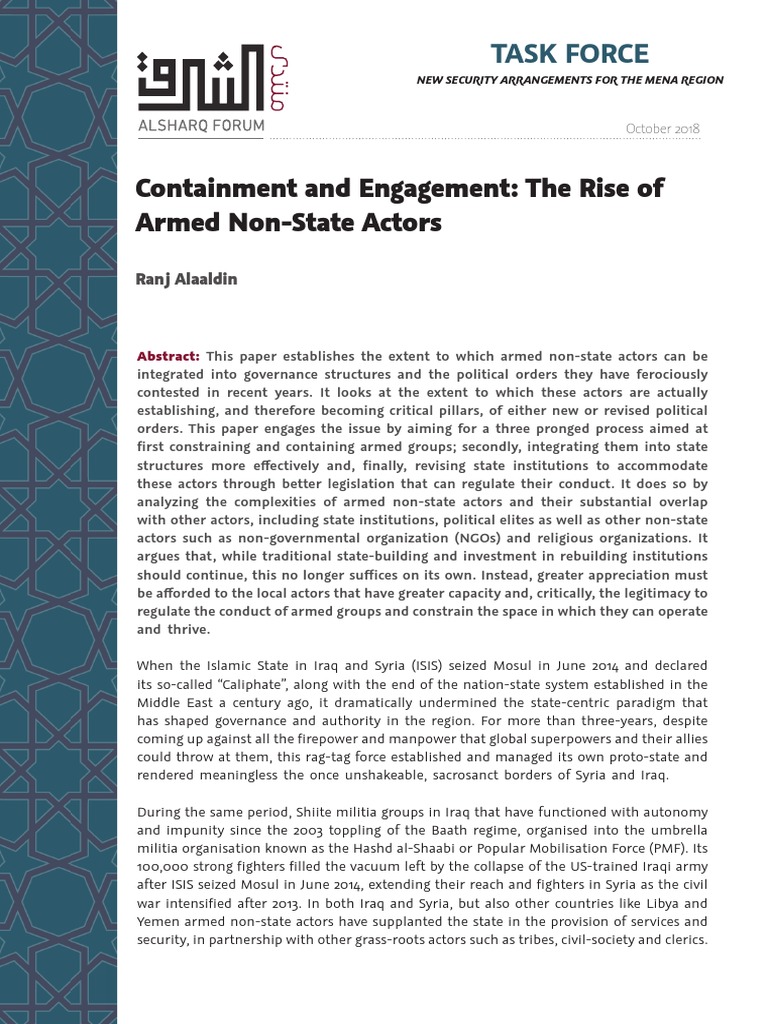 Containment And Engagement The Rise Of Armed Non State Actors Pdf