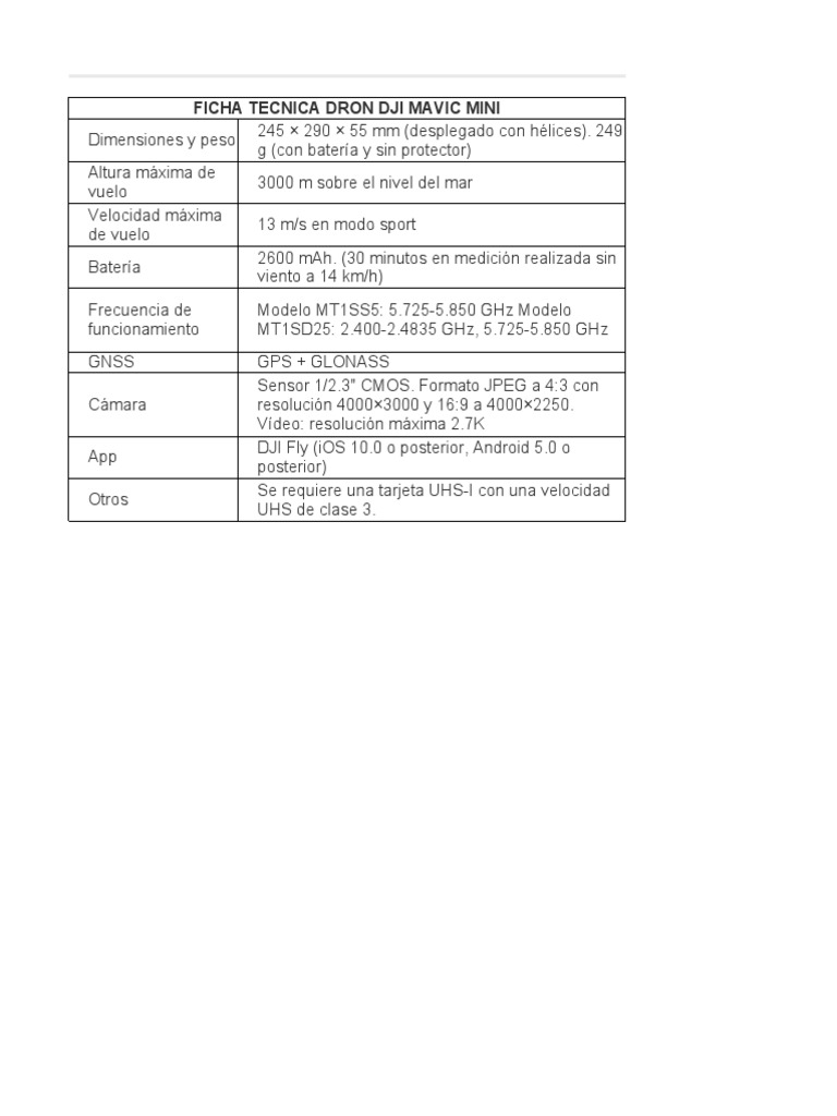 Ficha Tecnica Dron Mavic Pro | PDF | Electrónica | Tecnología digital