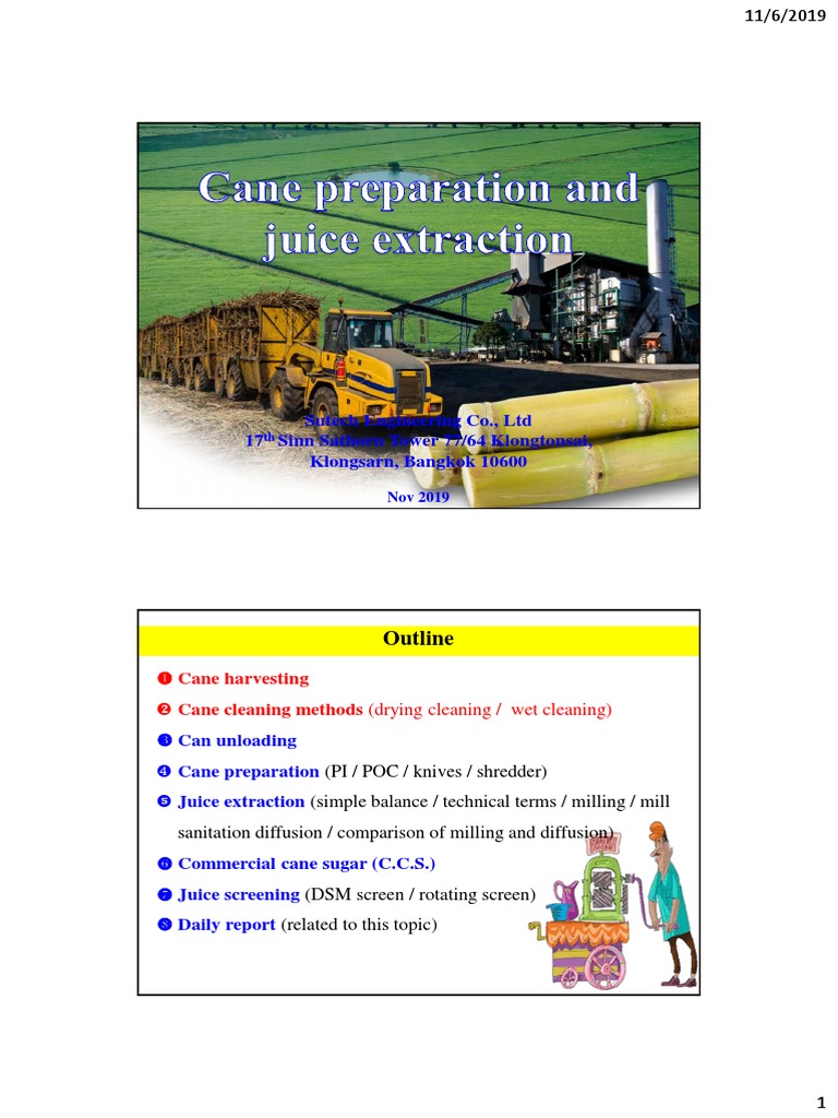Cane Preparation and Juice Extraction | PDF | Sugarcane | Sucrose