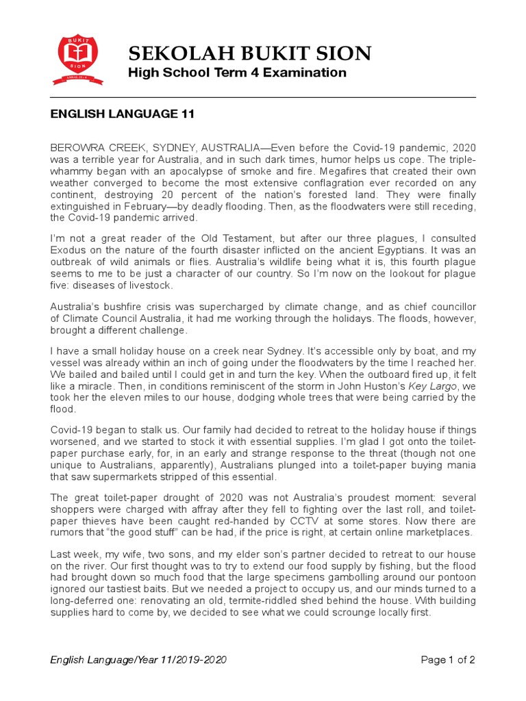 English Language Year 11 PDF | PDF | Disaster And Accident | Nature
