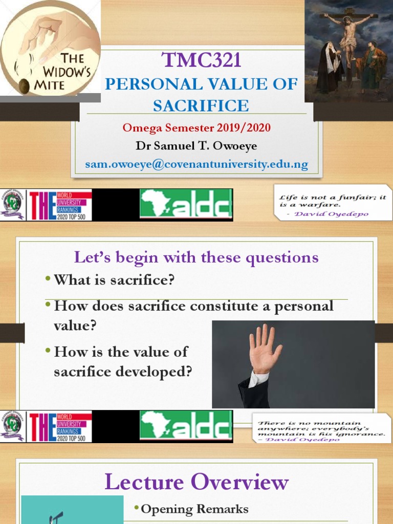 Personal Value of Sacrifice PDF | PDF
