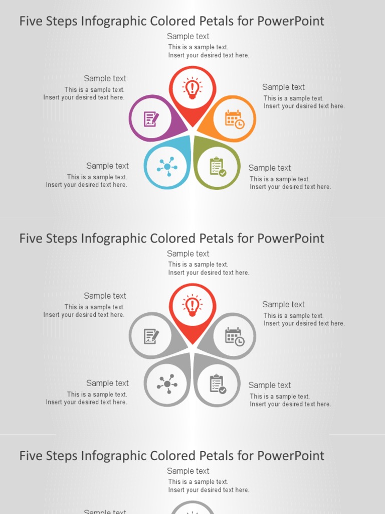 Five Steps Infographic Colored Petals For Powerpoint: Sample Text | PDF | Coupon | Business