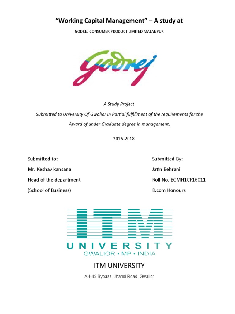 Jatin Godrej WCM Report | PDF | Working Capital | Market Liquidity