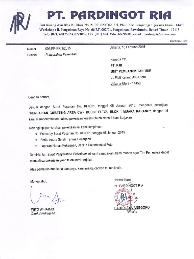 Contoh BA Penyerahan Pekerjaan | PDF