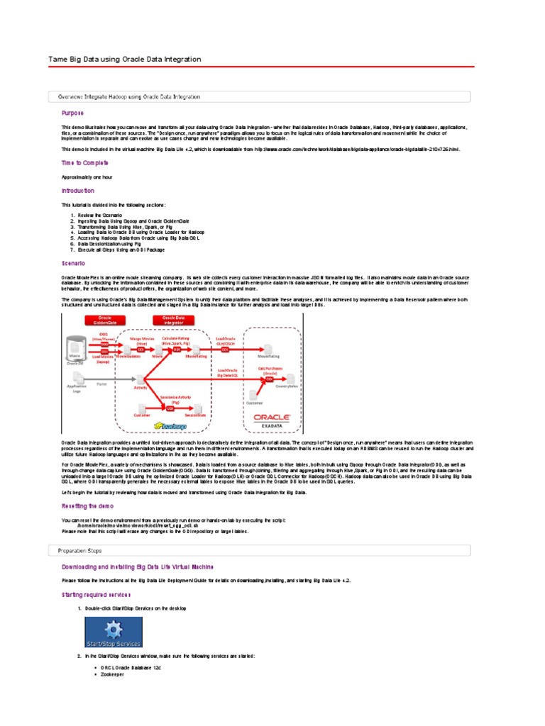 Tame Big Data Using Oracle Data Integration | PDF | Apache Hadoop | Sql Tame Big Data Using Oracle Data Integration | PDF | Apache Hadoop | Sql