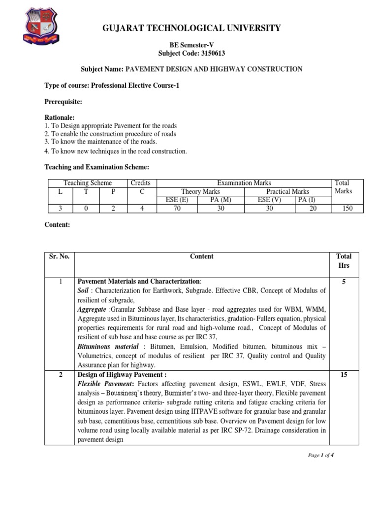 Gujarat Technological University: Pavement Design and Highway ...
