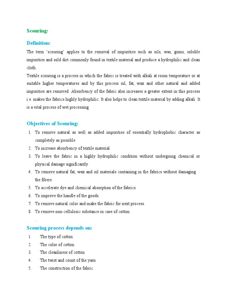 Definition:: Scouring | PDF | Dye | Wool