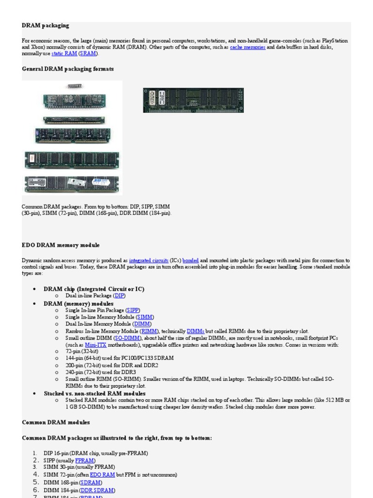 DRAM Packaging | PDF | Dynamic Random Access Memory | Random Access Memory