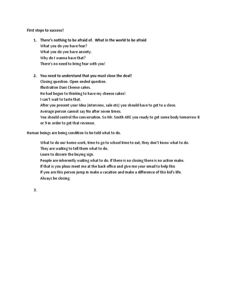 First Steps to Closing Success | PDF | Self-Improvement