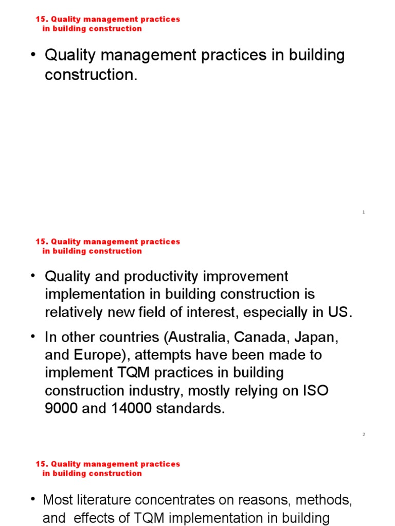 Quality Management Practices in Building | PDF | Quality Management ...