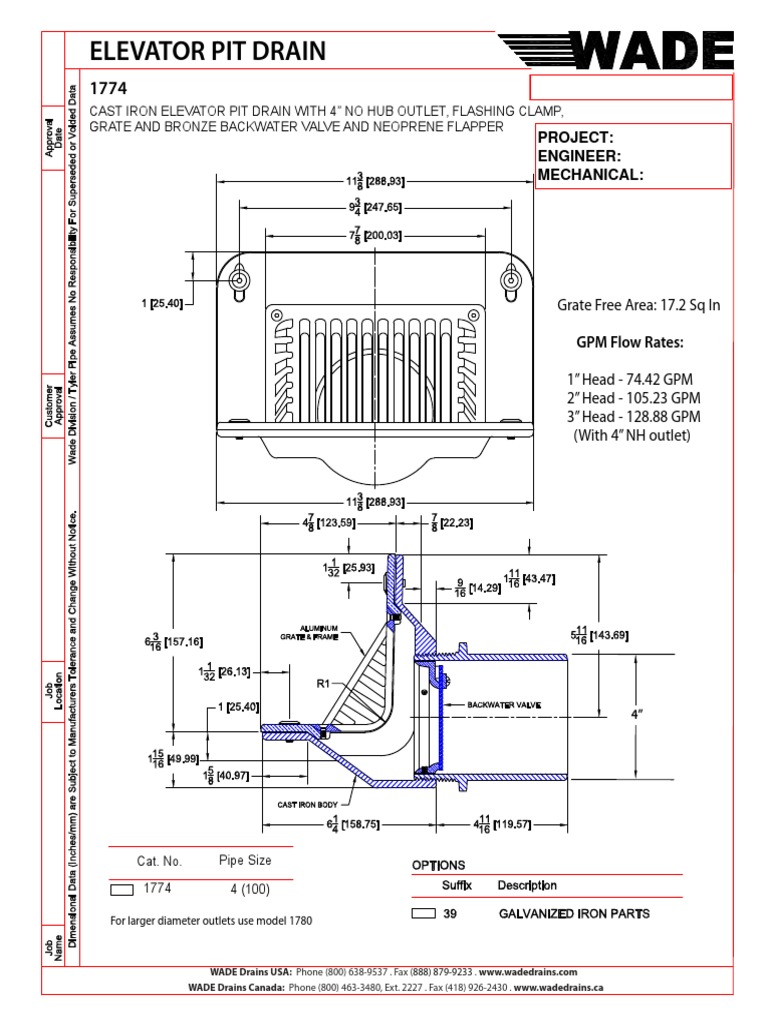 Wade Floor Area Drains 1774 | PDF