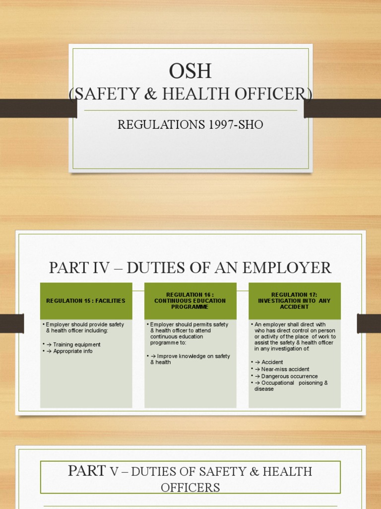 (Safety & Health Officer) : Regulations 1997-Sho | PDF | Occupational ...