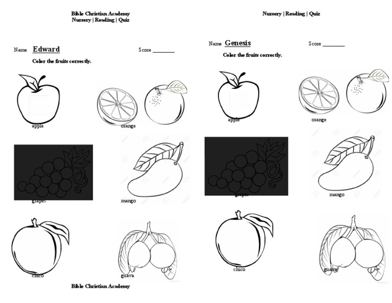 Kids' Fruit Coloring Activity | PDF