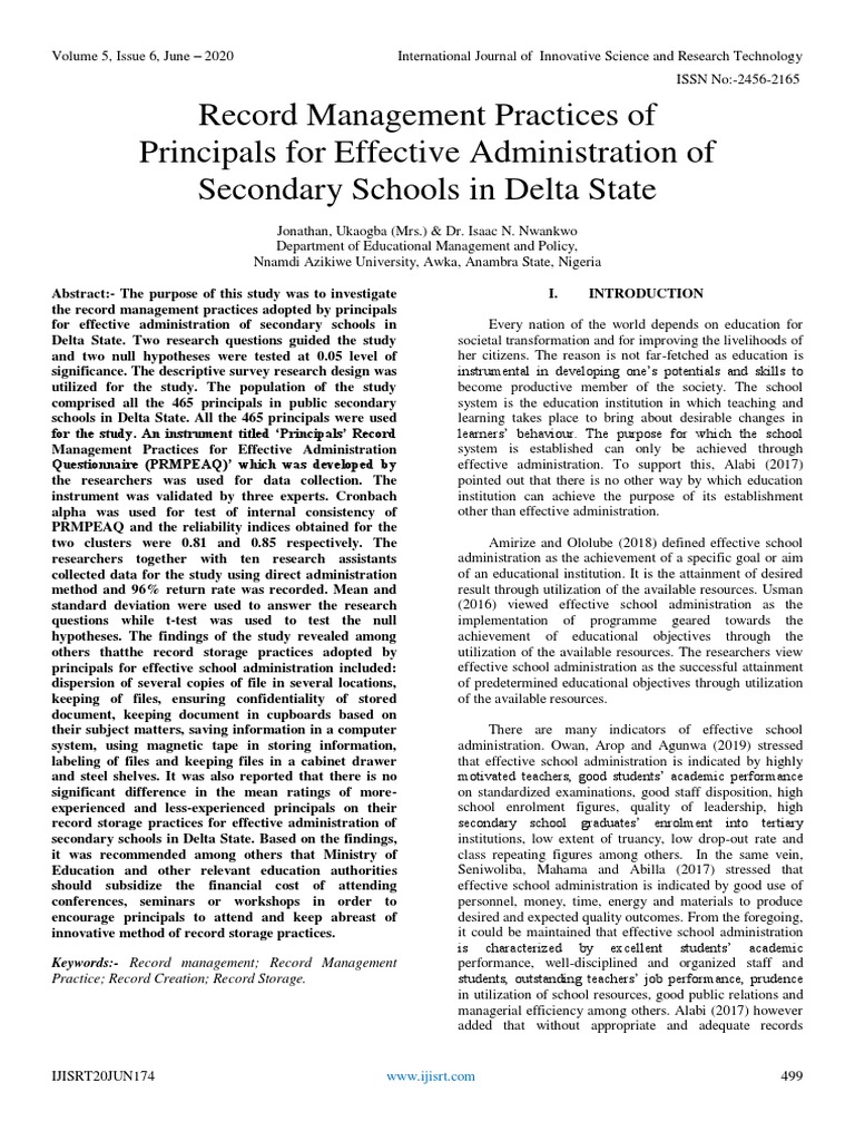 Record Management in Delta Schools | PDF | Computer Data Storage ...